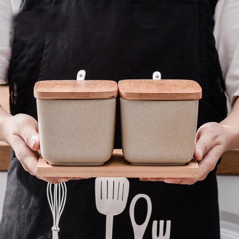Kitchen Ceramic Seasoning Jar with Wooden Lid and ... – Grandado