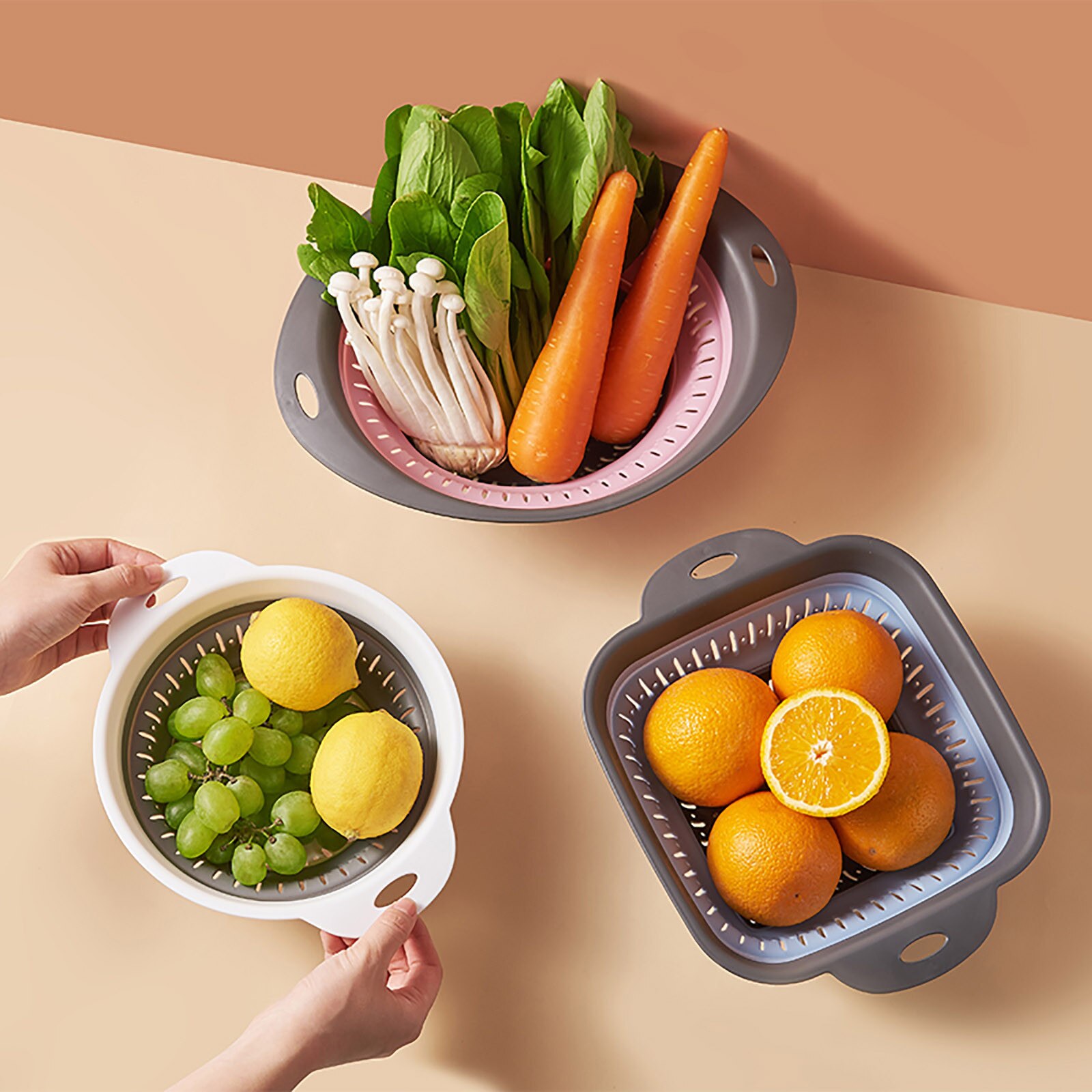Kitchen Tools Collapsible Colander Strainer With P... – Grandado