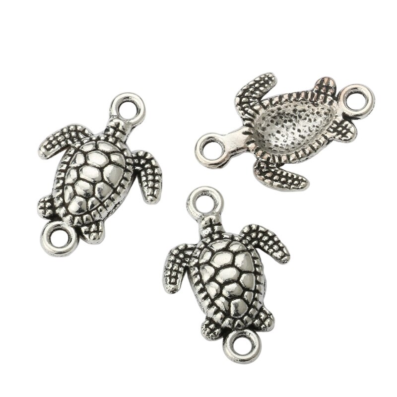 KJjewel Oud Zilver Schildpad Schildpad Charm Conne... – Grandado