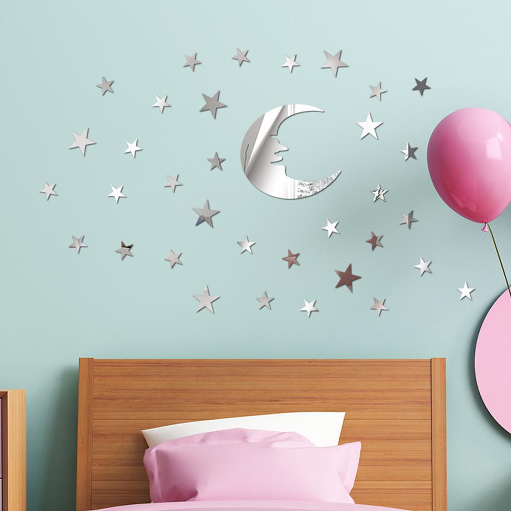 39Pcs/Set Mirror Wall Stickers with Moon Star Patt... – Vicedeal