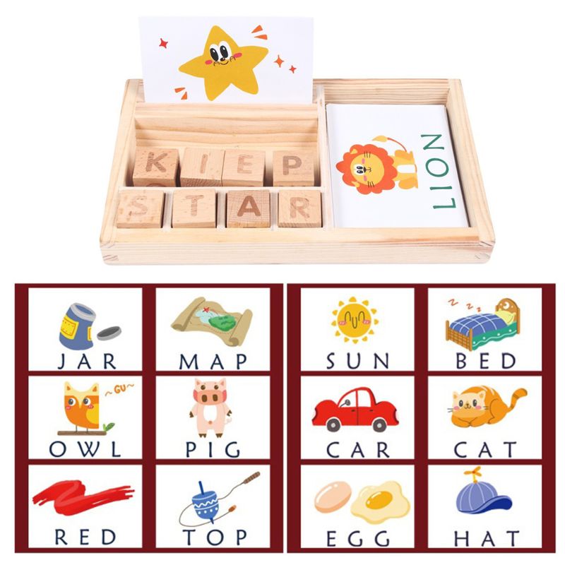 3-in-1 Alphabet Wooden Puzzle Kids Baby Spell Lett... – Grandado