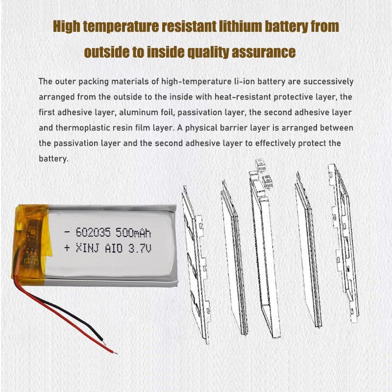 3.7V Lipo cells 602035 500mah Lithium Polymer Rech... – Grandado