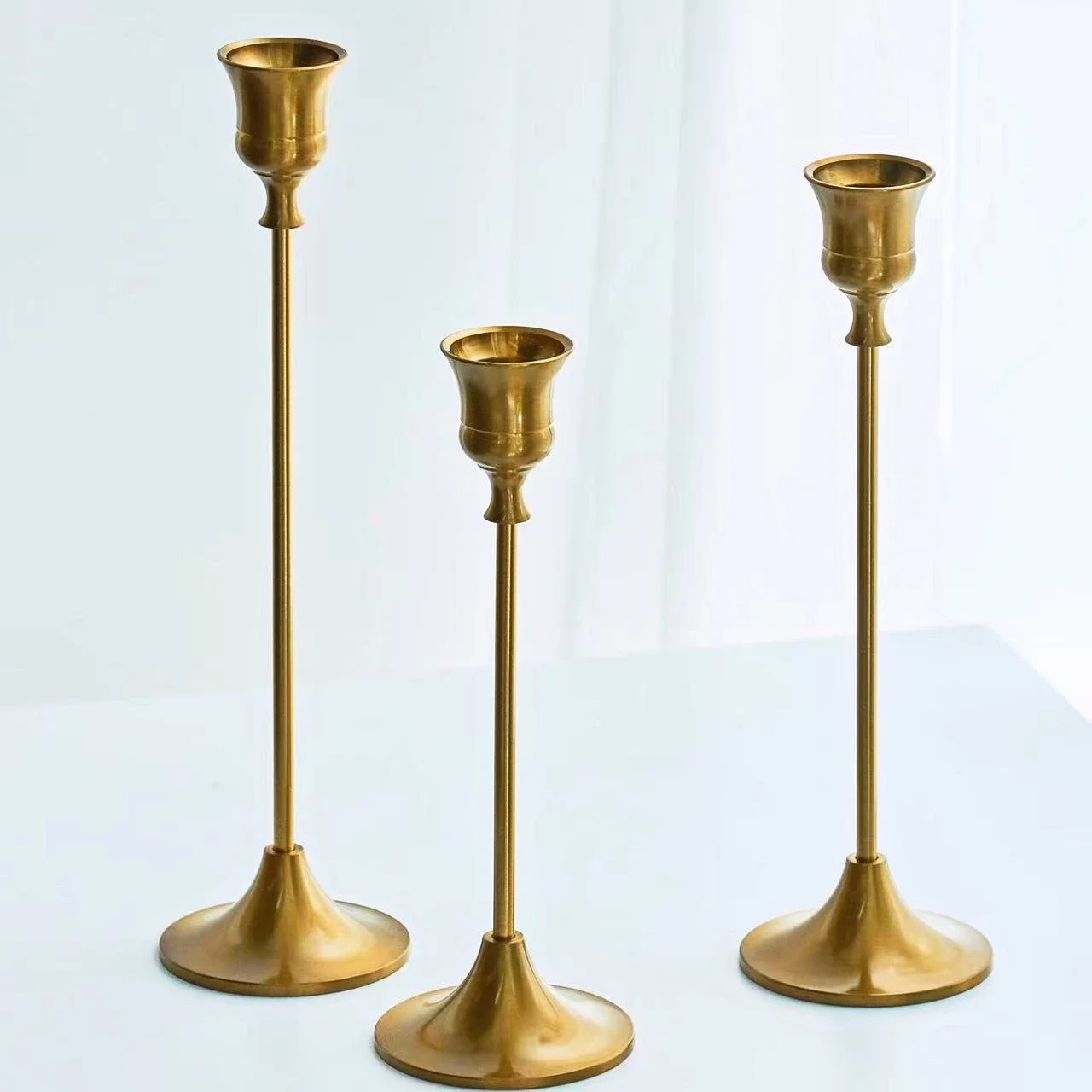 3pc Candlestick Holders Kit Brass Gold Candlestick... – Grandado