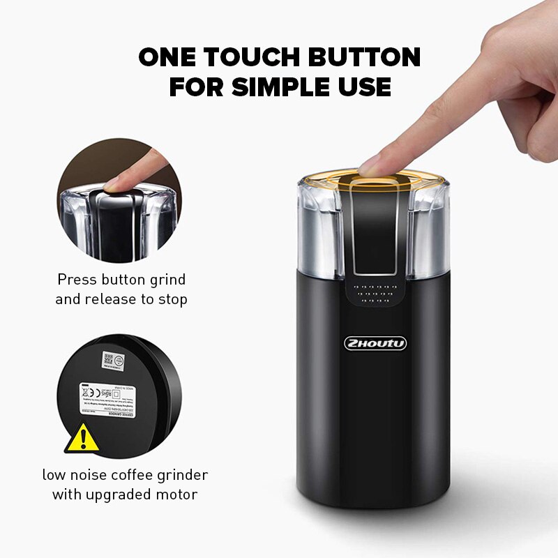 Zhoutu Electric Coffee Grinder Maker Grains Spices... – Grandado
