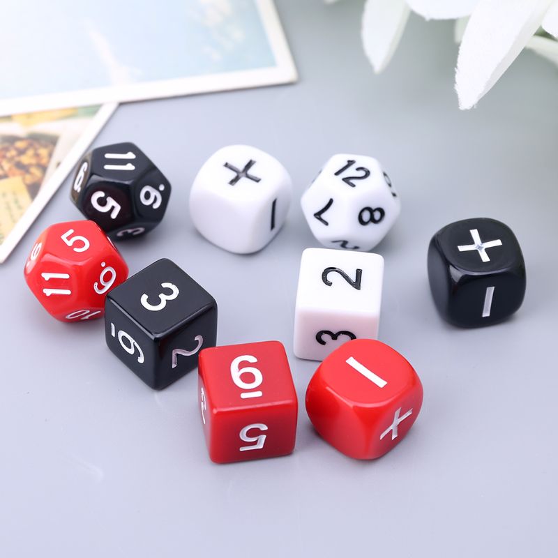 9pcs/set Addition Subtraction Symbol Dice Beads D1... – Vicedeal