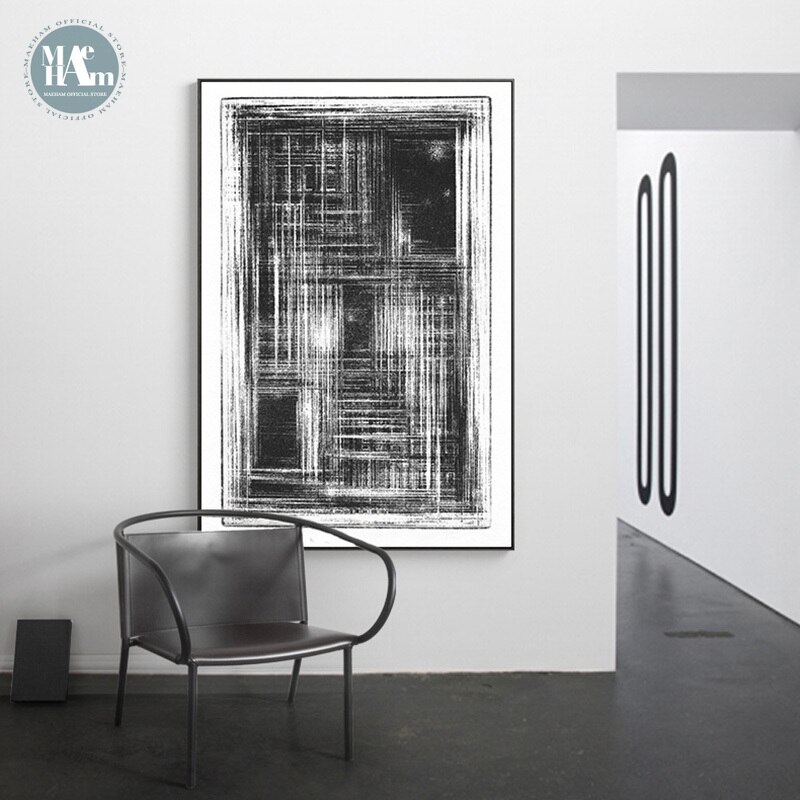 Nordic Black and white color block wall art Canvas... – Grandado