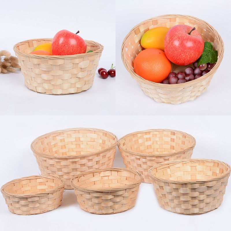 Bamboo Woven Bread Basket Snacks Container Food Di... – Vicedeal