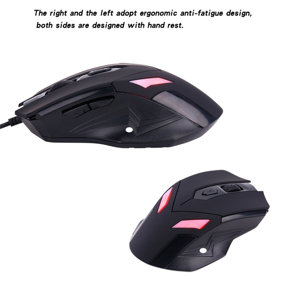 Wired LED Light 2400DPI Optical USB Ergonomic Pro ... – Vicedeal
