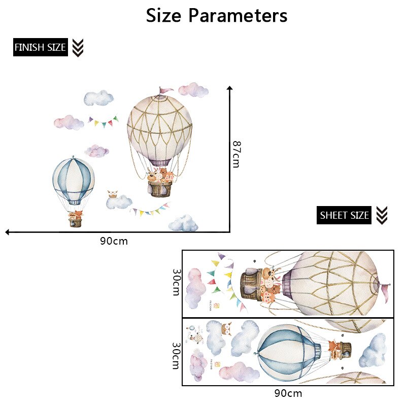 Cartoon Animals Balloon Cloud Wall Sticker DIY Sti... – Vicedeal