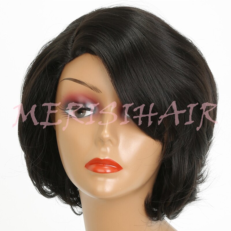 MERISI HAIR Black Color Short Pixie Cut Style Wigs... – Grandado