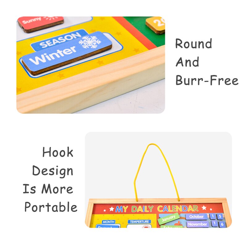 Wooden Kids Magnetic Weather Calendar Board Month ... – Grandado