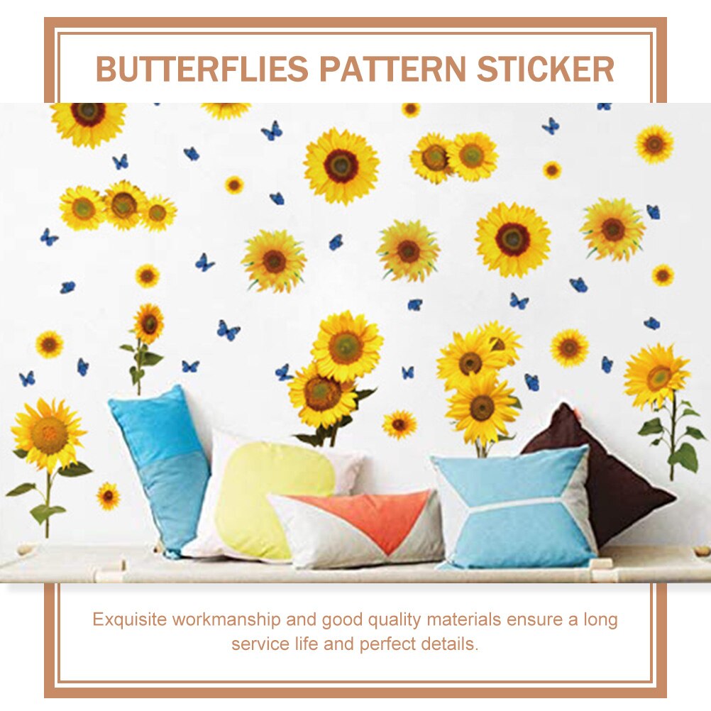 2 Sheets Home Decors Sunflower Wall Stickers Wall ... – Grandado