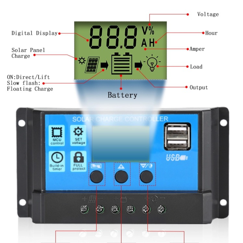 Solar Charge Controller 12V/24V 10/20/30A Auto Pwm... – Grandado