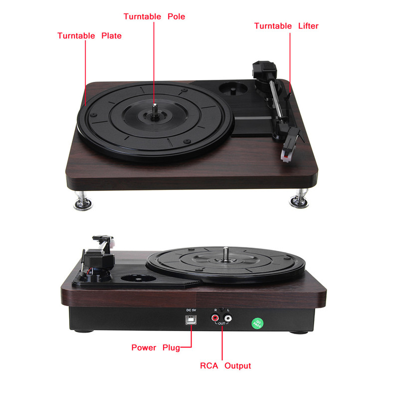 Wood Color Record Retro Player 33RPM Portable Audi... – Grandado