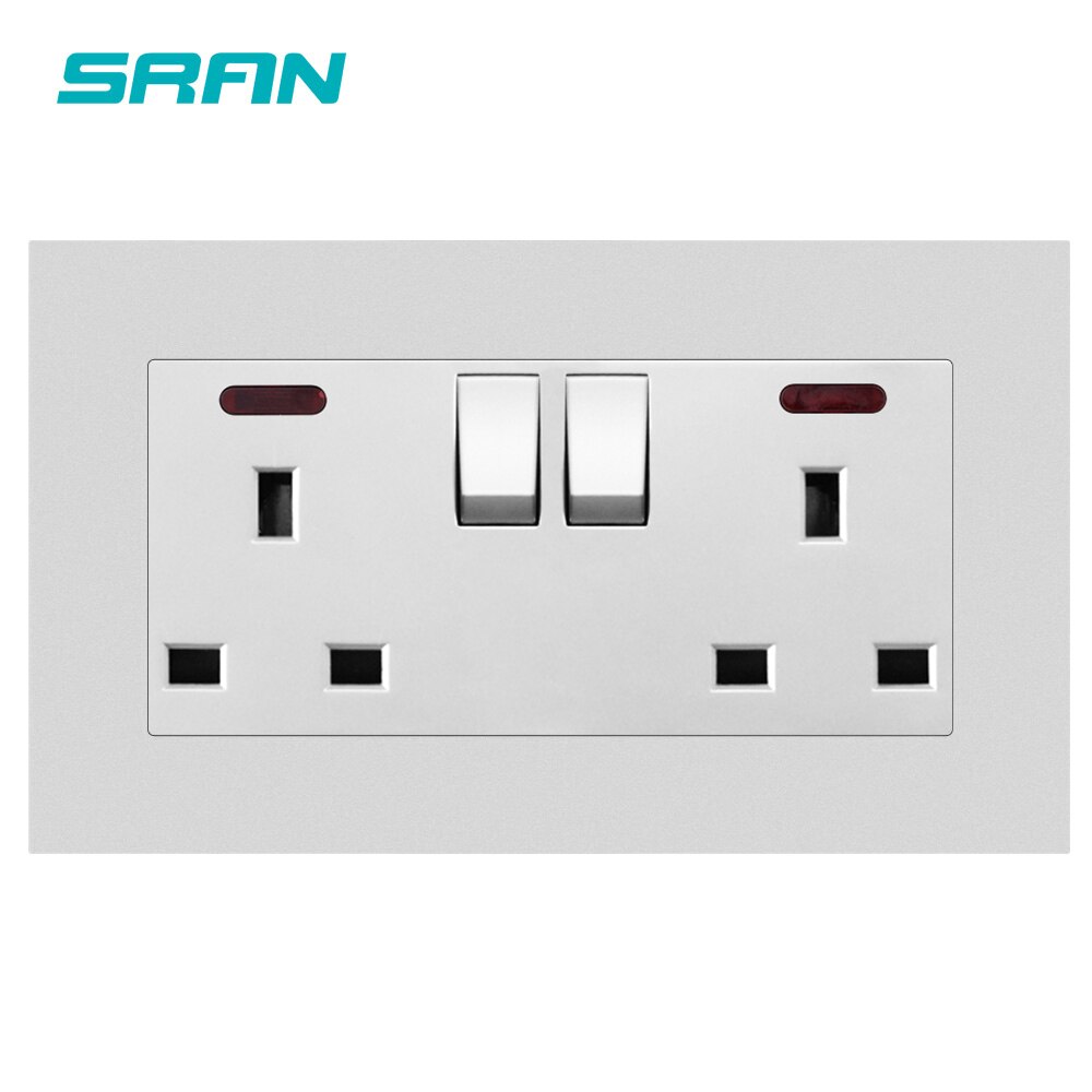 SRAN dual power socket UK,2gang 13a with switch fl... – Grandado