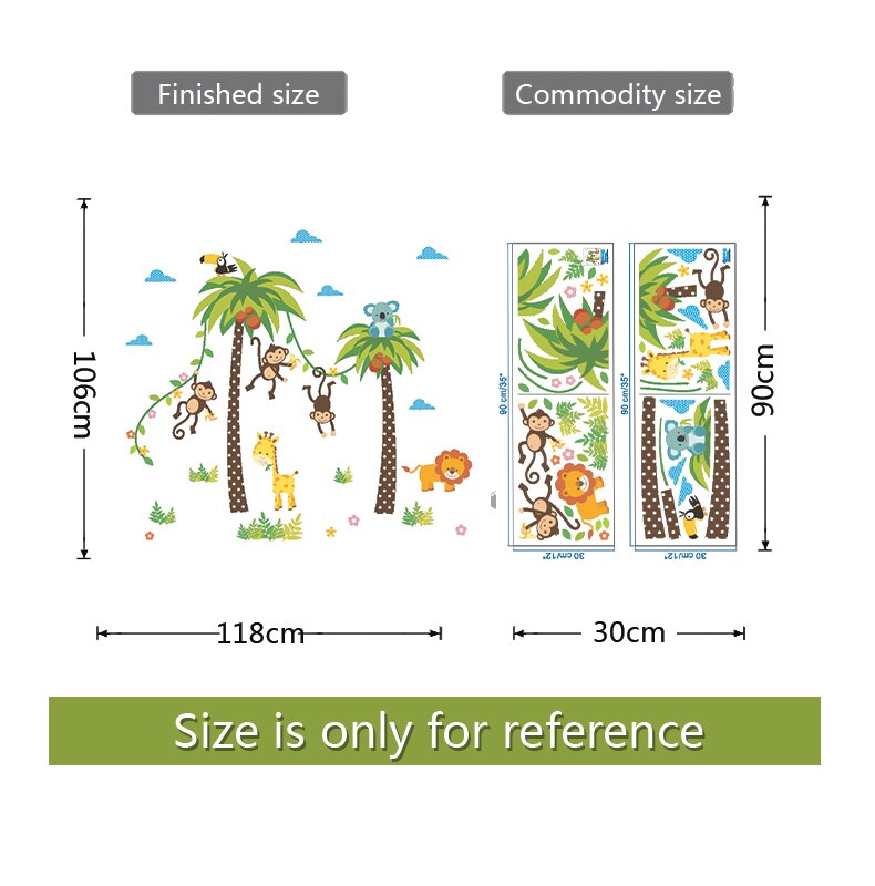 Giraffe Lion Monkey Palm Tree Forest Animals Muurs... – Vicedeal