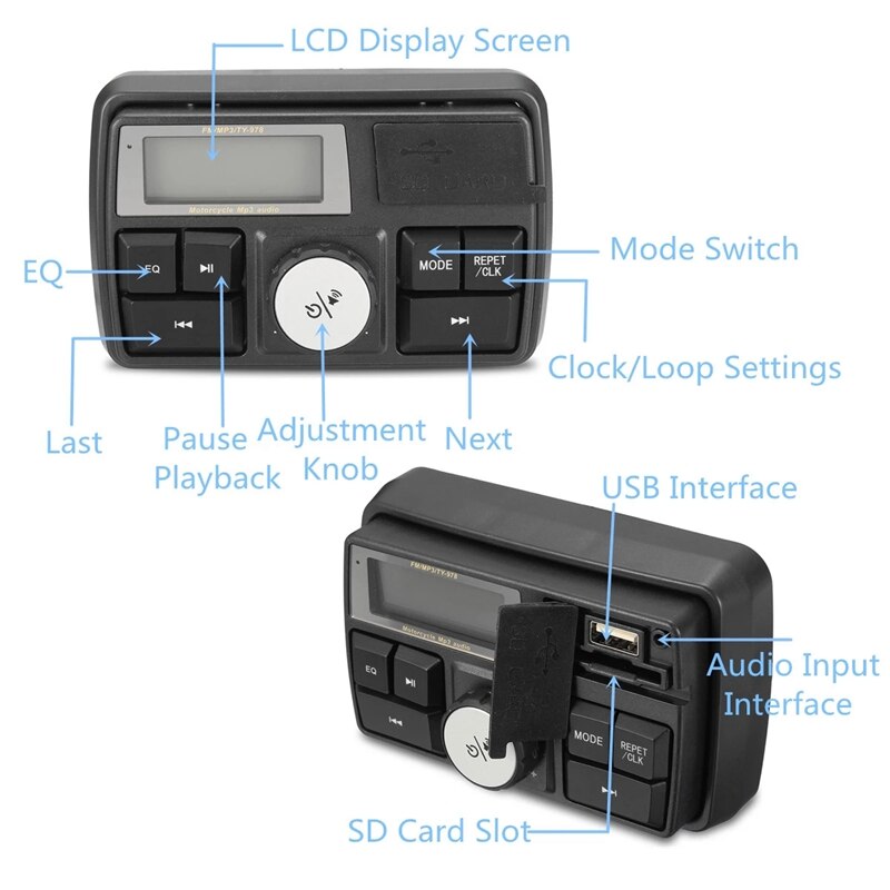 Motorcycle Audio MP3 Radio Sound System Stereo Spe... – Grandado