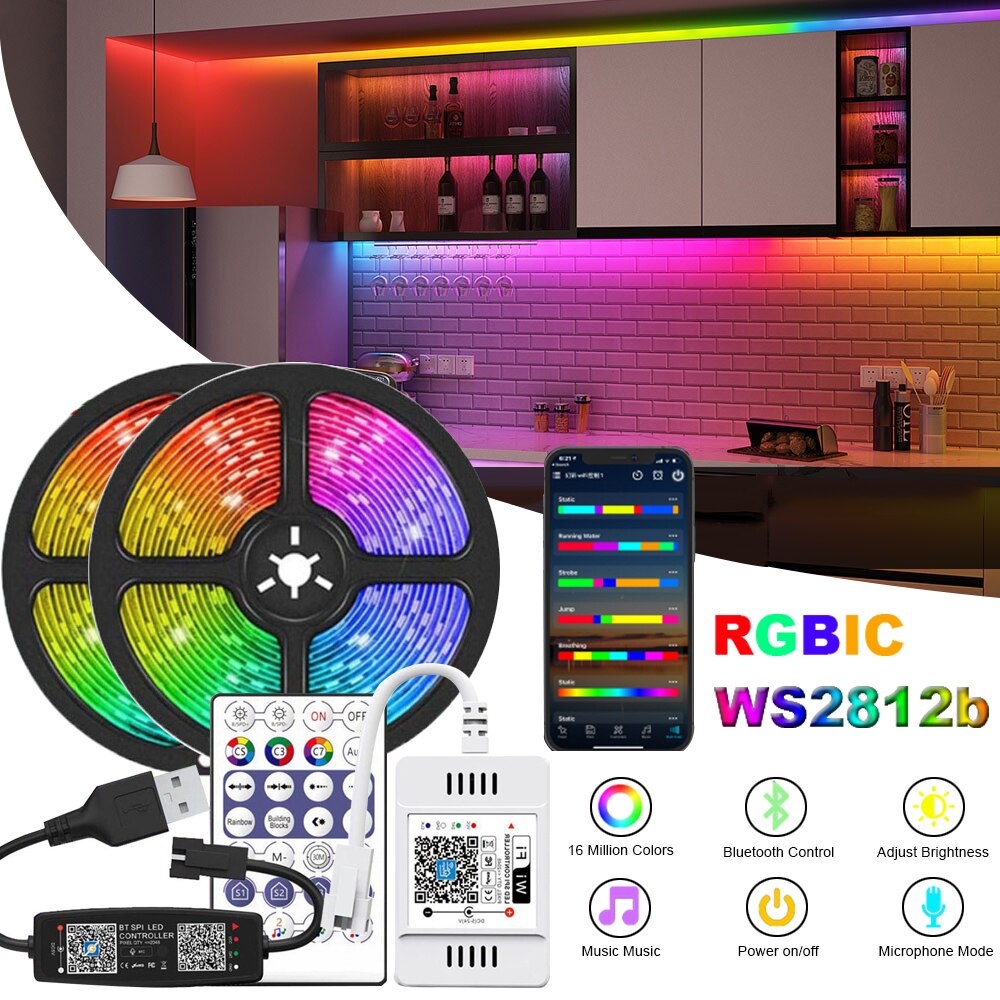 WS2812b LED Strip Kits 1M-30M RGBIC Bluetooth Wifi... – Vicedeal