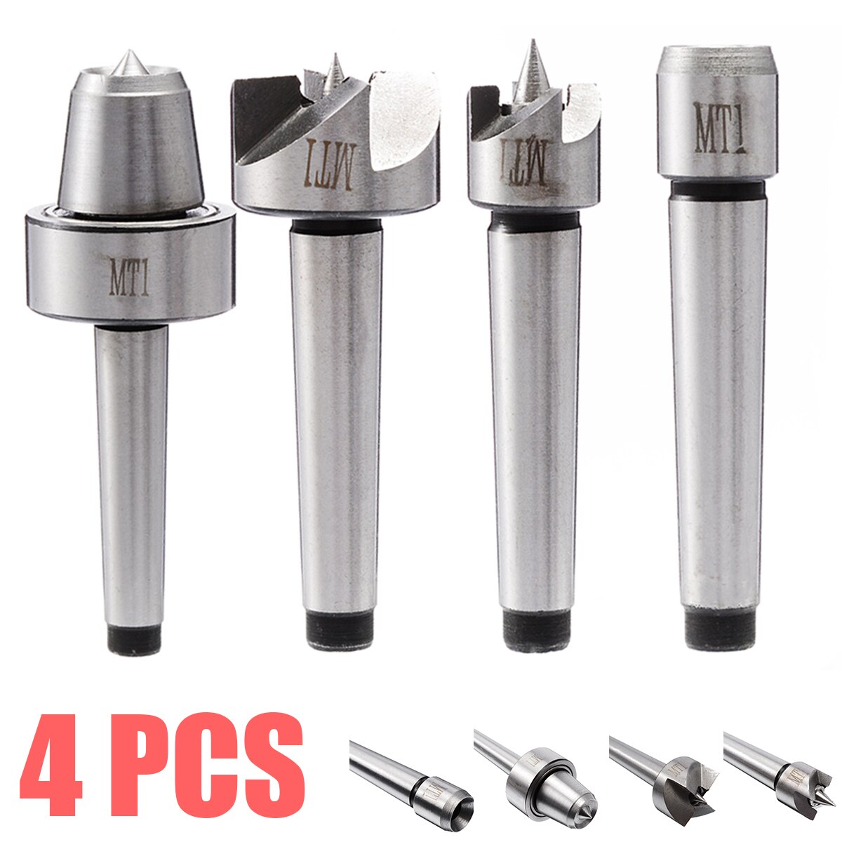 4 stks/set MT1 Draaibank Center Set Duurzaam MT1 H... – Vicedeal