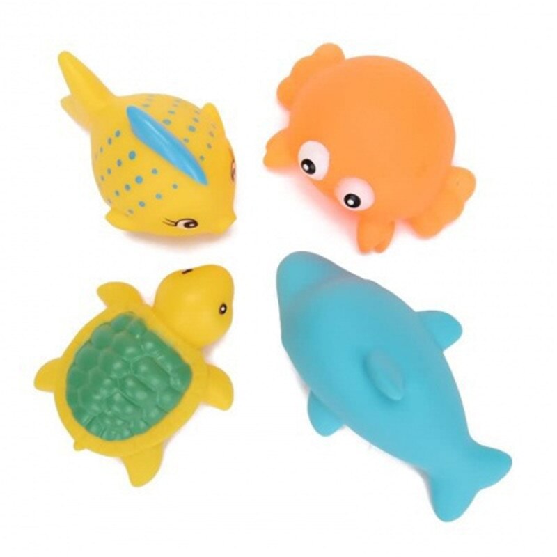 4 Pcs Animals Swimming Water Toys Colorful Soft Ru... – Grandado