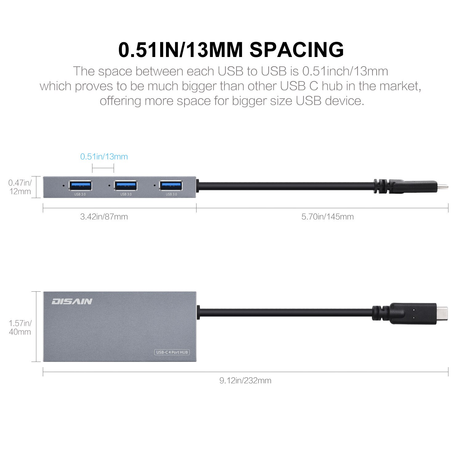 USB3.0 5Gbps 4 Docking Station USB-C Splitter Voor... – Grandado