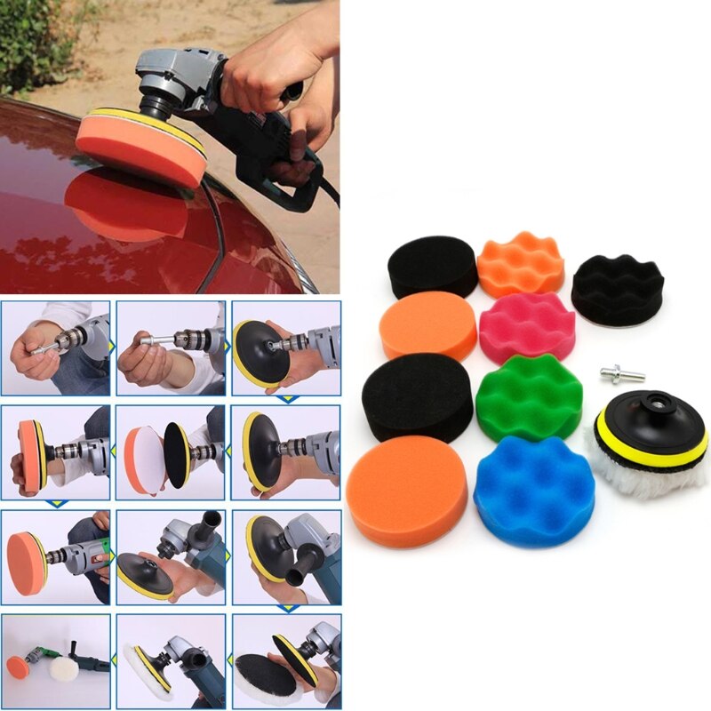 11 Pcs 3/4/5/6/7" Buffing Sponge Polishing Pad Kit... – Vicedeal