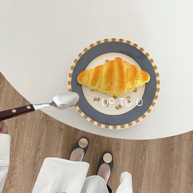 ins style retro small flowers breakfast ceramic pl... – Grandado