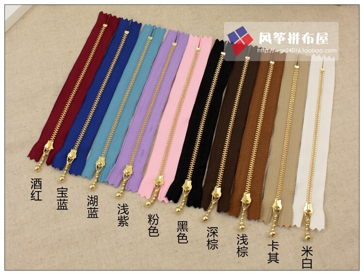 Ykk3 metal zipper classic zip bags gold 40cm long – Grandado