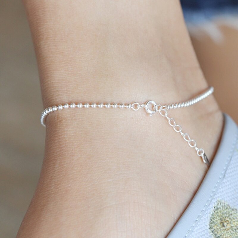 VENTFILLE 925 Sterling Silver Round Beads Anklet F... – Grandado