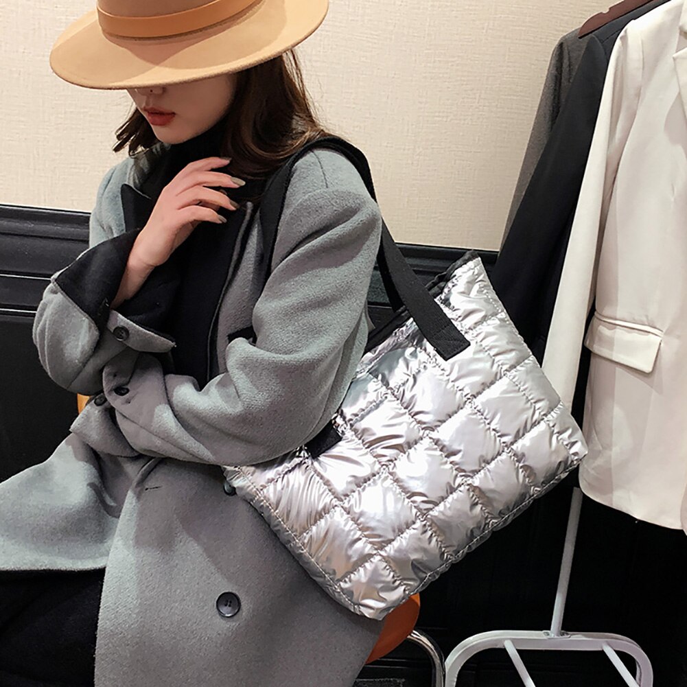 Casual Nylon Cotton Padded Quilted Handbags Ladies... – Grandado