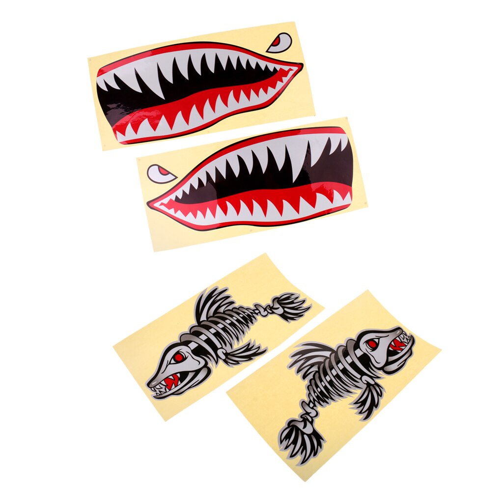 4x Shark Mouth Skeleton Vinyl Decals Sticker Fishi... – Grandado