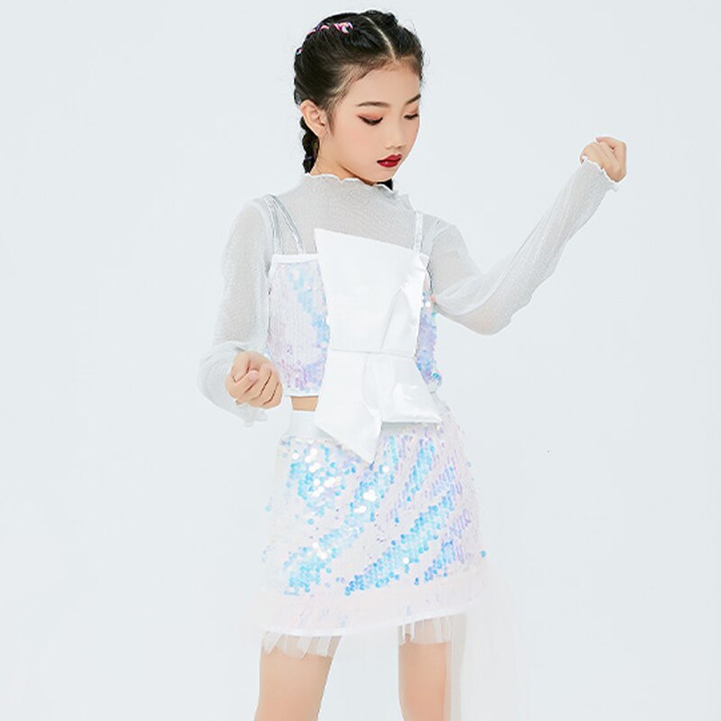 Long Sleeve Sequins Dance Costume Girls Jazz Perfo... – Vicedeal