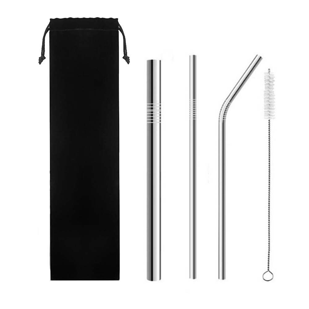 4-piece set of stainless steel straws for beverage... – Grandado