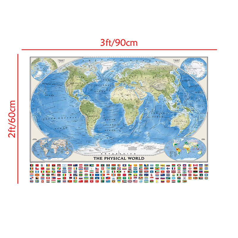 The World Map 90*60cm Wall Art Posters Non-woven C... – Vicedeal