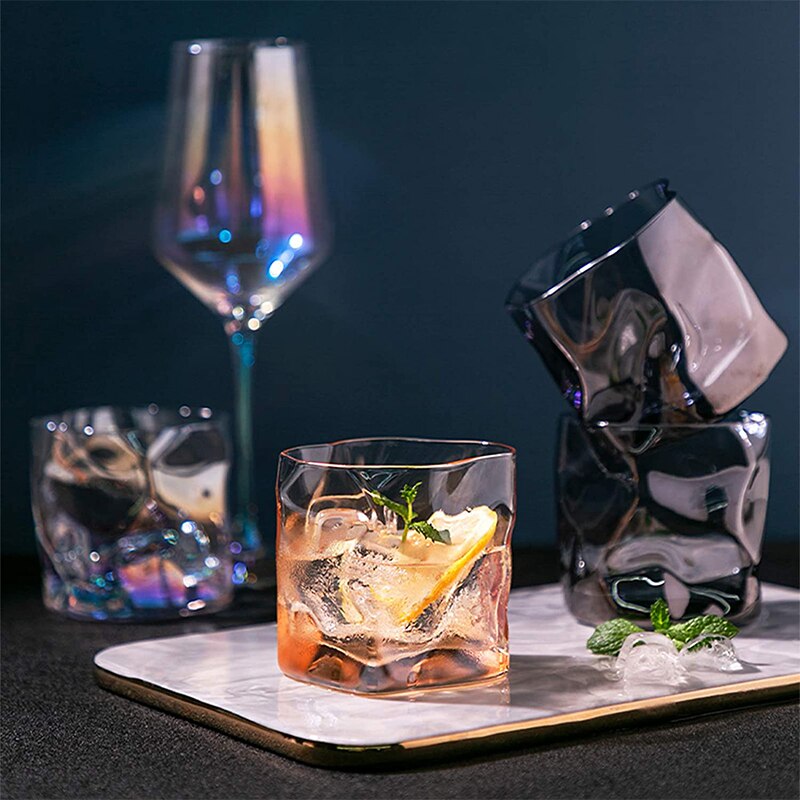 Irregular Shape Whiskey Glasses Artwork Wrinkle Wh... – Vicedeal