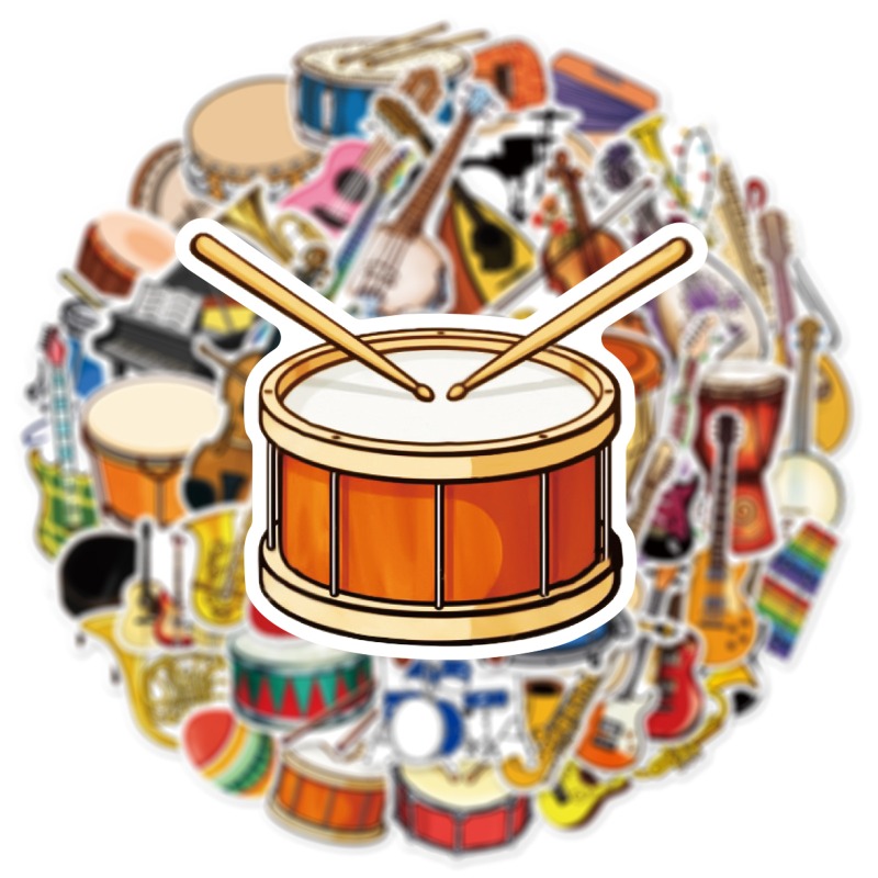 10/25/50pcs Cartoon Musical Instruments Stickers f... – Grandado
