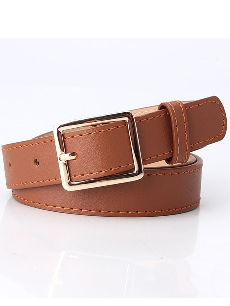 Gold Square Buckle Waist Belts for Women PU Leathe... – Grandado