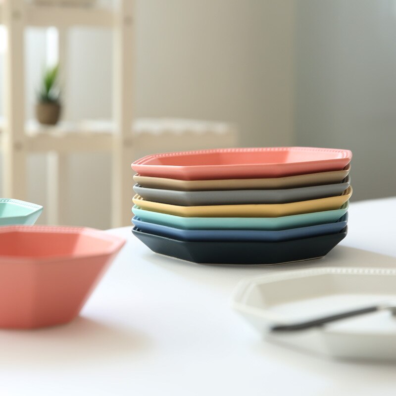 Nordic Ceramic Service Plate Simple Matte Octagona... – Vicedeal