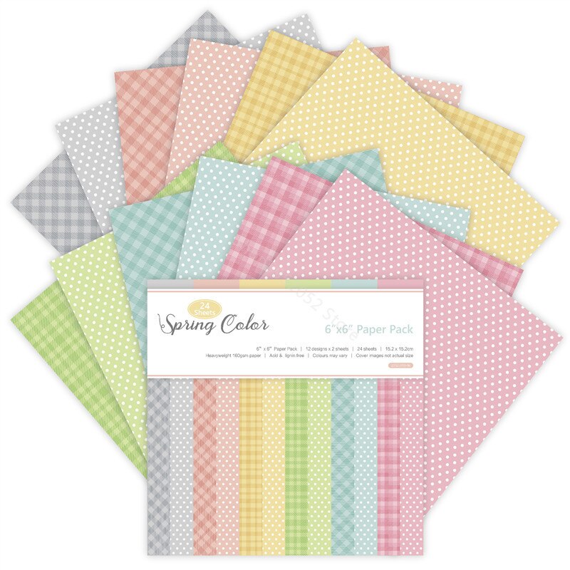 24 sheets 6X6 Spring colors pink Pattern Scrapbook... – Vicedeal