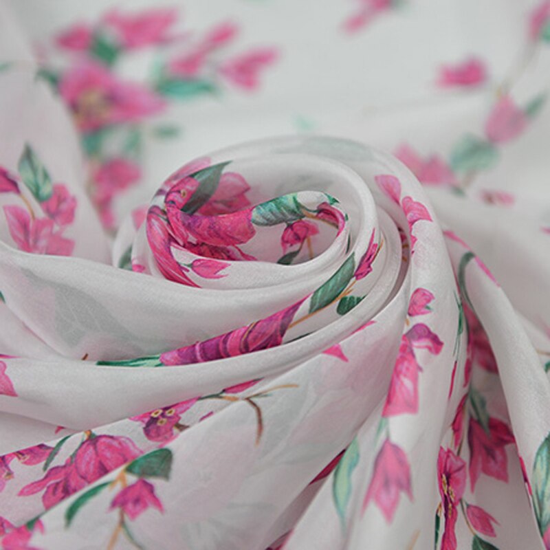 100cm*135cm Pink floral silk cotton chiffon gauze ... – Grandado