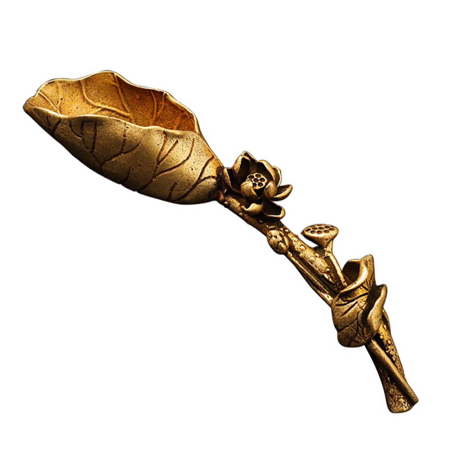 tea spoon spade brass Buddhist lotus bamboo tablew... – Grandado