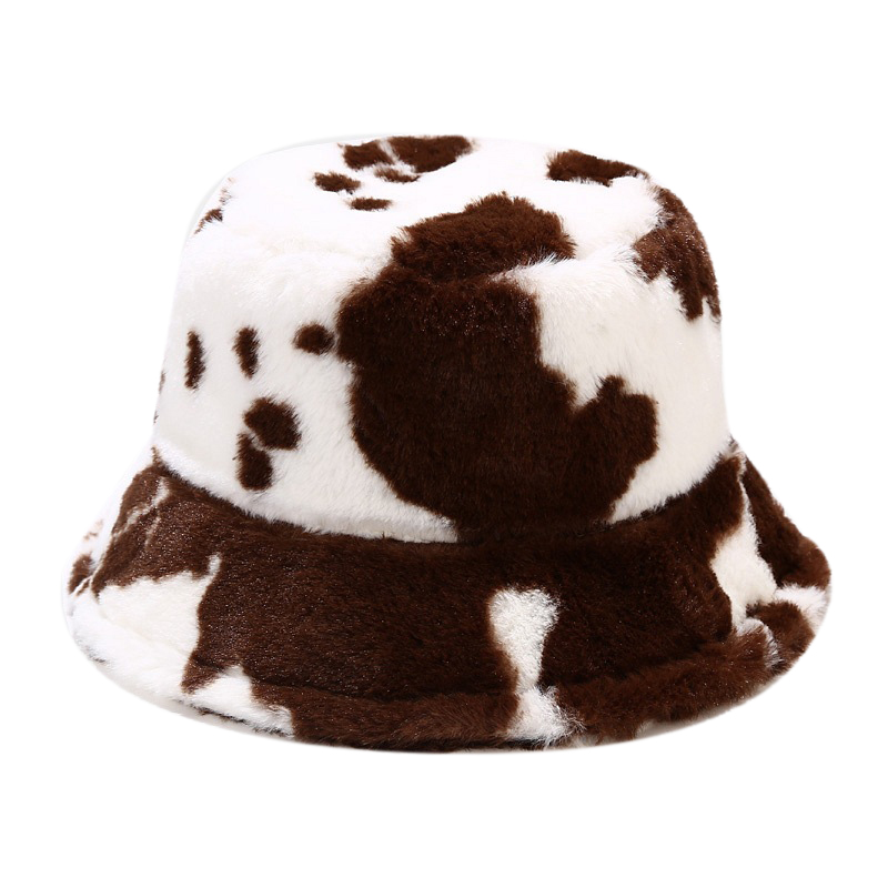 Kf Winter Cow Pattern Plush Thicken Bucket Hats Fo... – Vicedeal