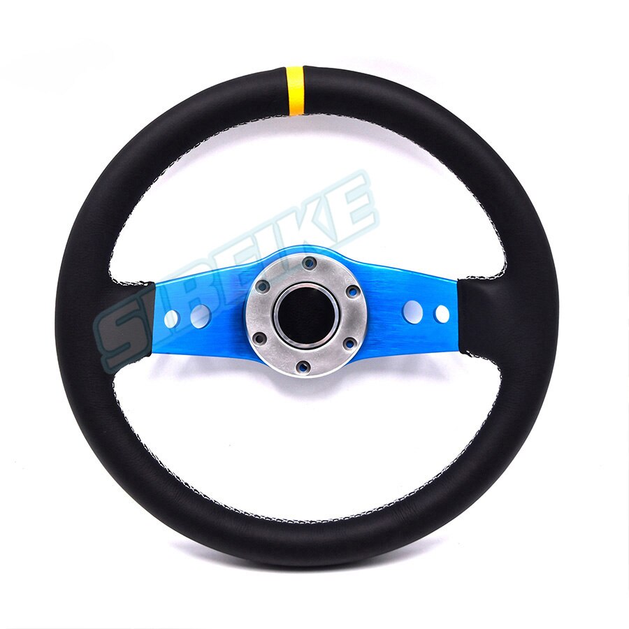 Universal 13inch/330mm Leather Steering Wheel Blue... – Grandado