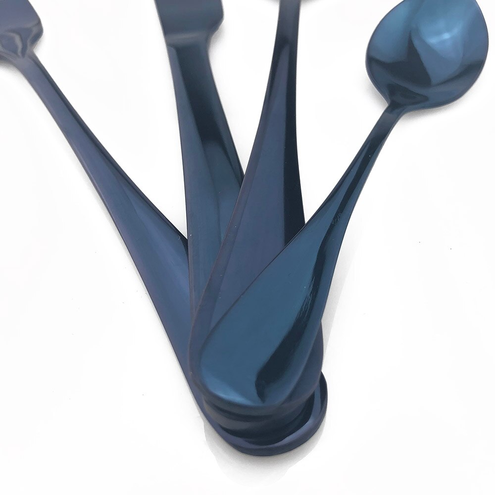 Shiny Blue Stainless Steel Cutlery Set Dinnerware ... – Vicedeal