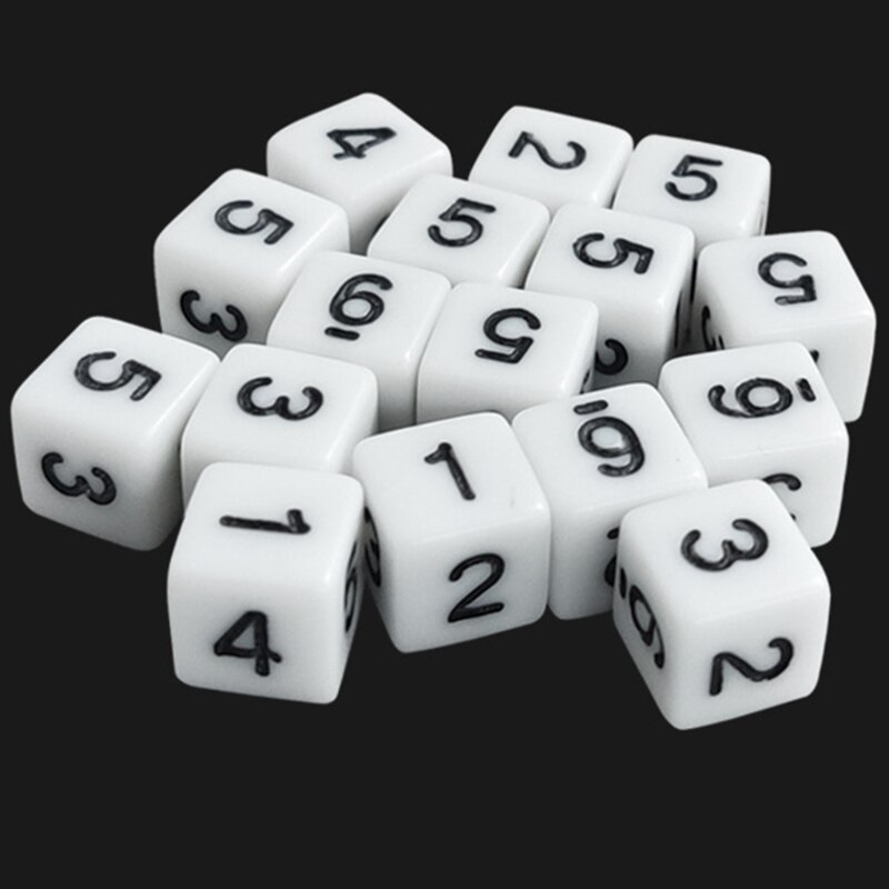 100pcs White Gaming Dice 8/10/16mm Standard Six Si... – Grandado