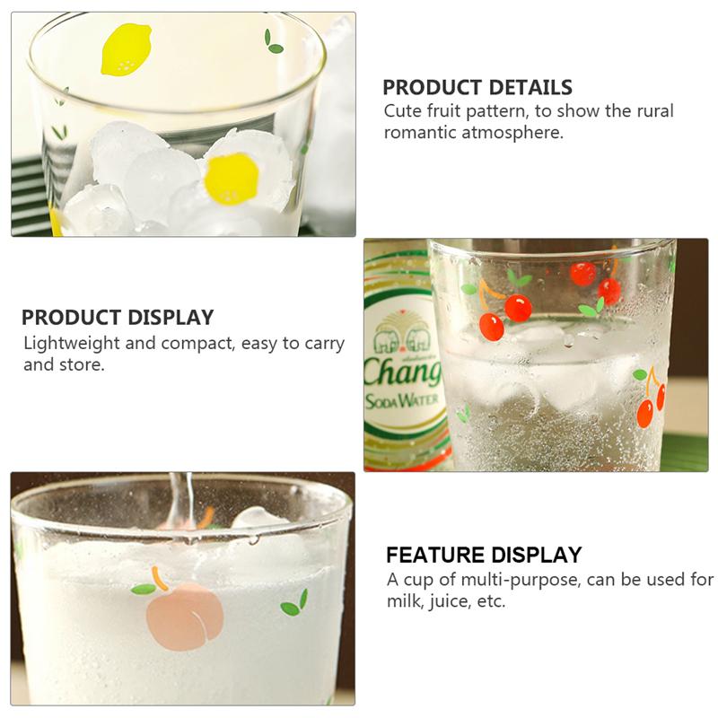 4Pcs Fruit Pattern Glass Cup Cute Fruit Juice Cups... – Grandado