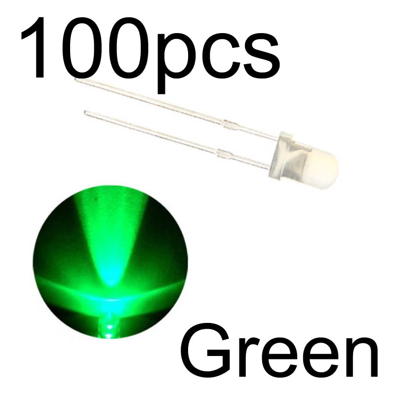 MCIGICM 100pcs 3mm LED Light White Yellow Red Gree... – Vicedeal