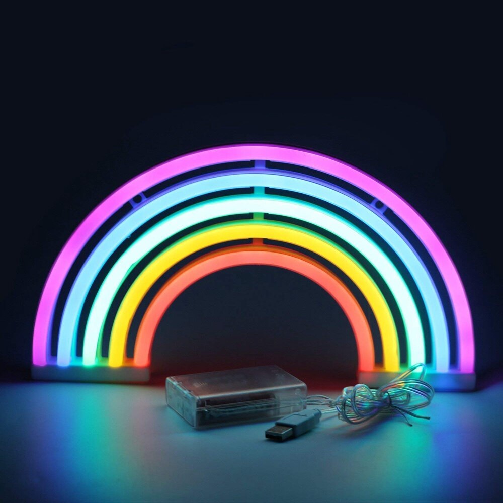 Rainbow Neon Signs LED Colorful Pink Light for Dor... – Grandado