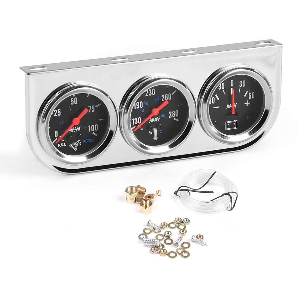 2" Chrome Panel Oil Pressure Water Temp Amp M... – Grandado