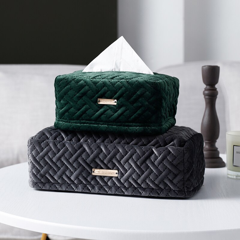 light luxury quilted velvet tray living room bedsi... – Vicedeal